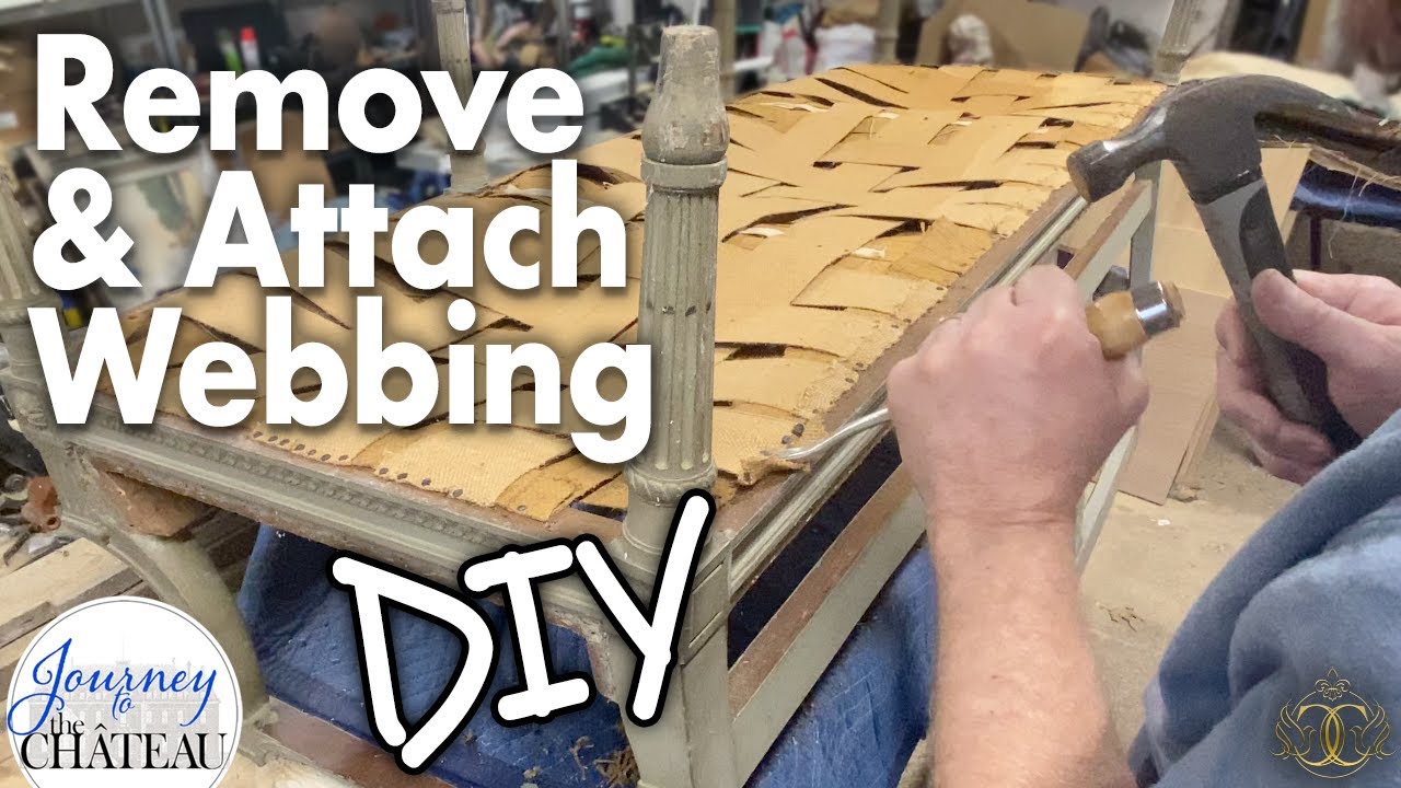UPHOLSTERY HOW TO: Remove and Attach Traditional Webbing DIY - YouTube