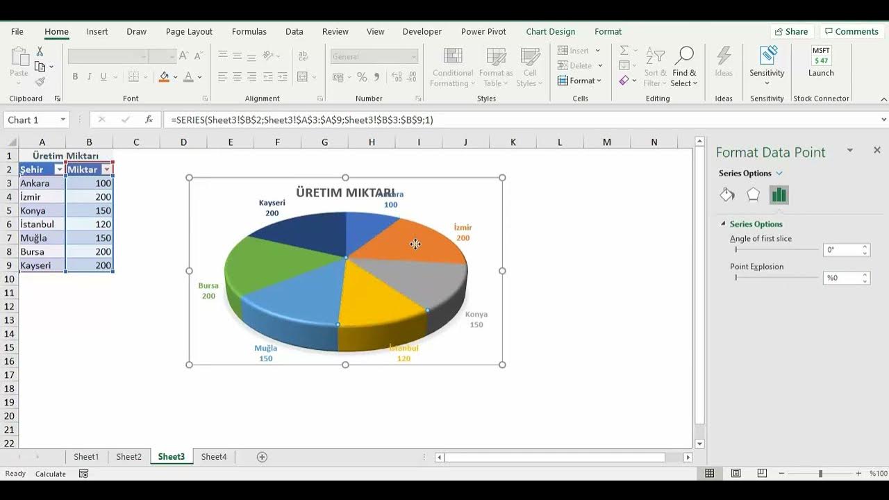 Excel de 3D Pasta Grafiği (Pie Chart) Hazırlamak & Dilim Ayırmak - YouTube