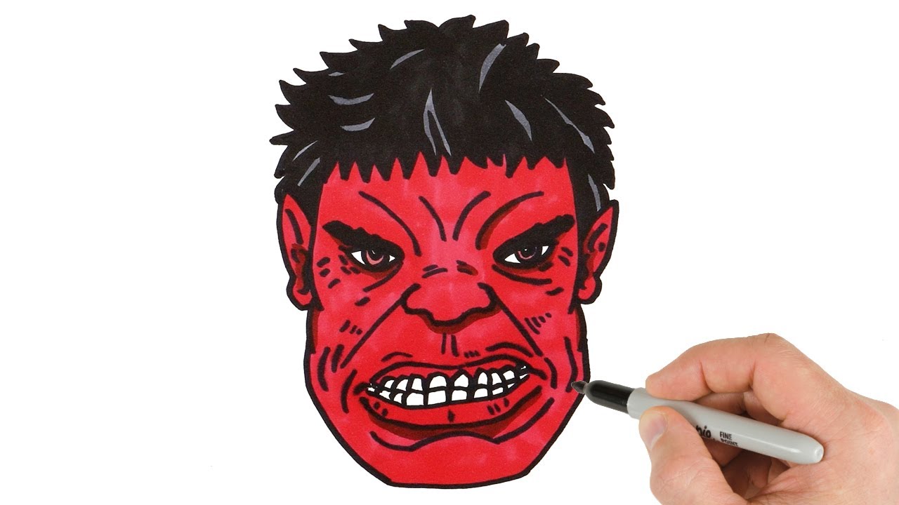 How to Draw a Red Hulk | Super Easy Marvel Drawing Tutorial! - YouTube