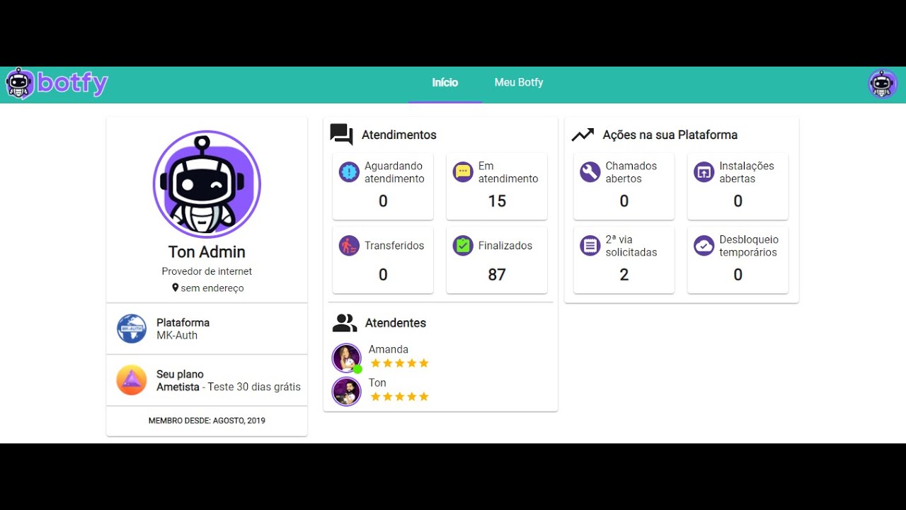 Botfy - Plataforma do Administrador - YouTube