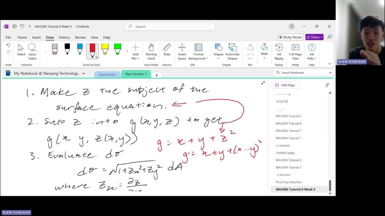 MA2006 Tutorial 8 Part 2 Surface Integrals - YouTube