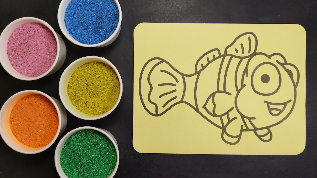 ASMR | The sound of sand painting and coloring pictures | Satisfying ...