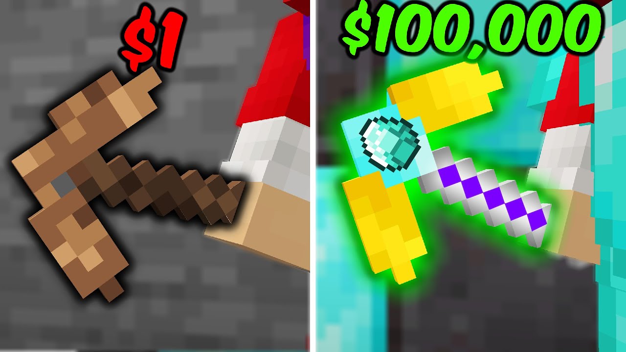 Minecraft $1 Pickaxe VS $100,000 Pickaxe! - YouTube