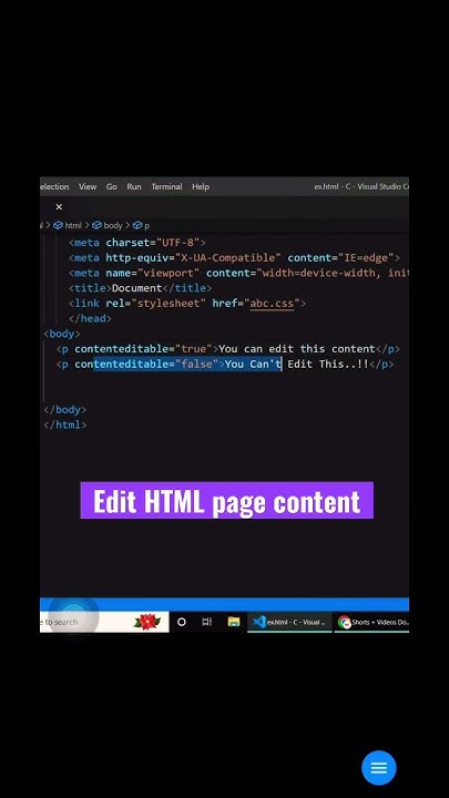How To Edit Content Of Html Page Shorts Webdevelopment Html Webdeveloper Placement Youtube