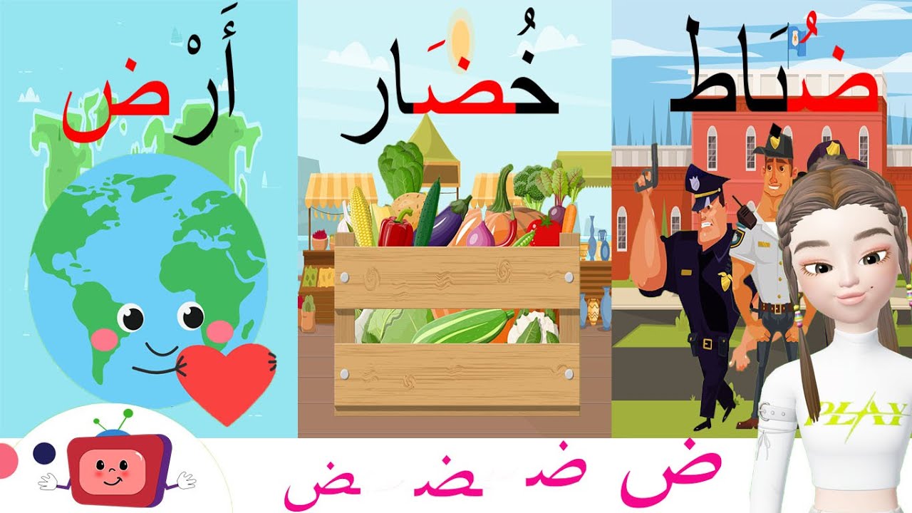 الحروف الأبجدية حرف الضادضأوّل الكلمة وسط الكلمة آخر الكلمةأمثلة وتمارينlearn Arabic