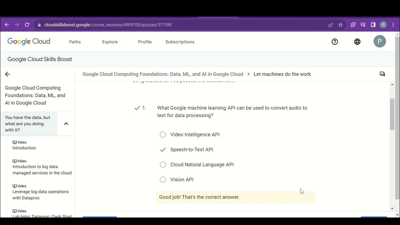 Google Cloud Computing Foundations: Data, ML, and AI in Google Cloud || Course 4 || Quiz 2 - YouTube