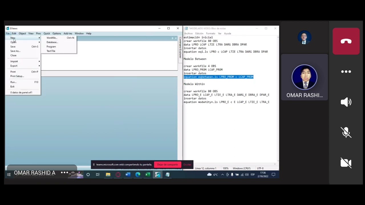 MODELO DE DATOS DE PANEL EVIEWS (Firma 7) - YouTube