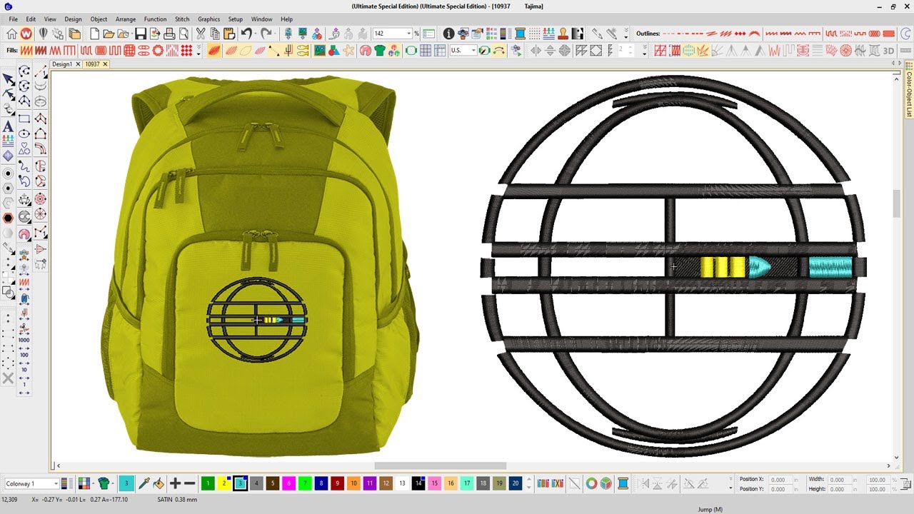 Circular Window bridge Embroidery logo for bag . - YouTube