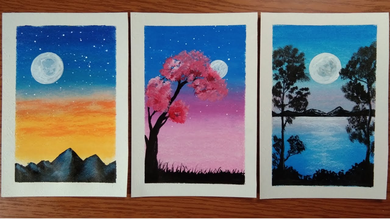 Easy Full Moon drawing ideas with oil pastel || How to draw with oil ...