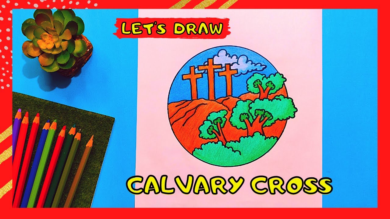 How to Draw Calvary Cross Scenery │Cross on the Mountain │ Easy Drawing ...