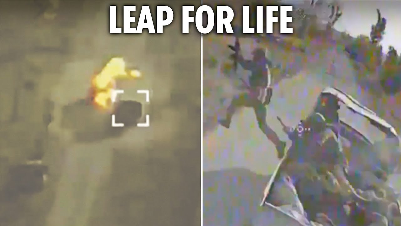 Russian soldiers leap from moving truck to escape Ukrainian drone after ...