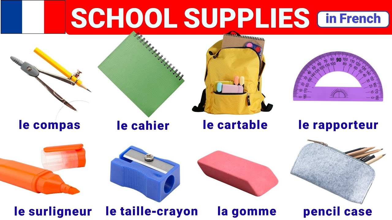 Learn French | School Supplies in French | Classroom Items Vocabulary ...