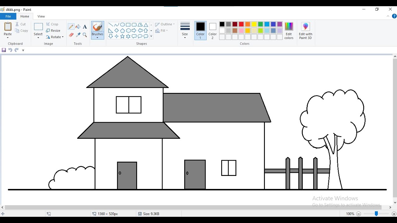 How to draw a house in computer using ms paint || house drawing. - YouTube