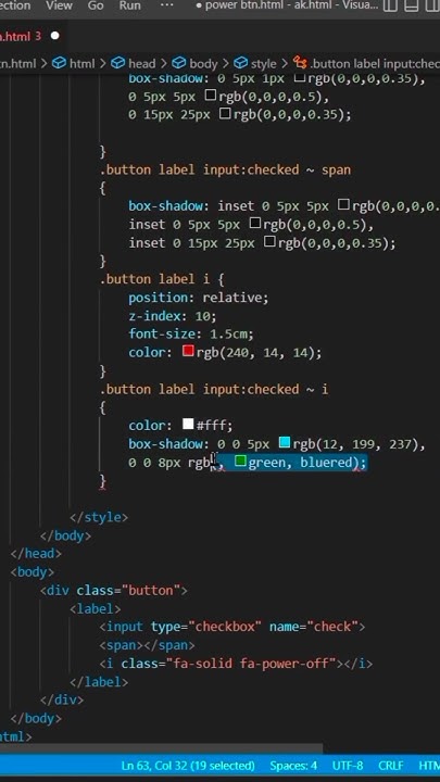 Power Button On Off Htmlcss Javascript Tutorialhtml Tutorialhtmlcssjavascript Html 