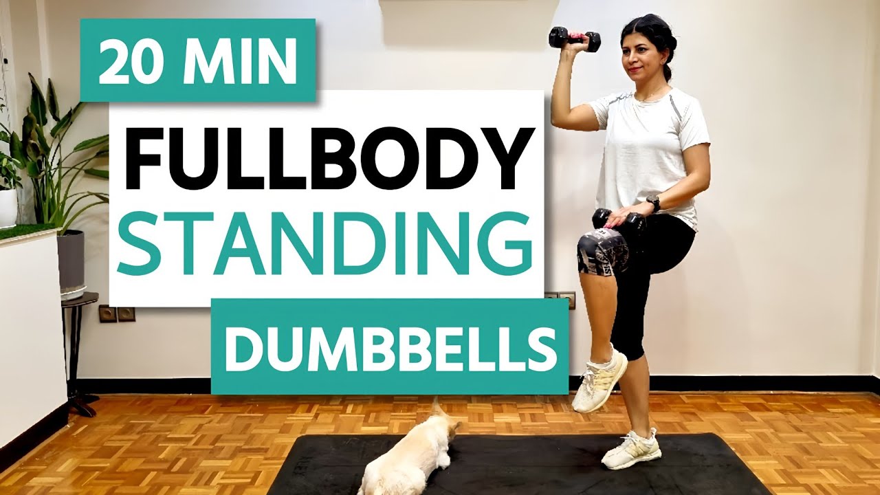 20 min STANDING DUMBBELL WORKOUT | Full Body | No Repeats| High ...