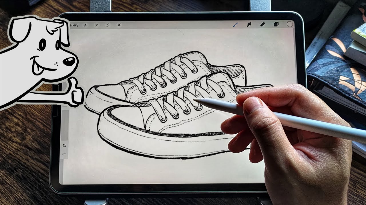 How to draw a pair of sneakers 👟 - YouTube