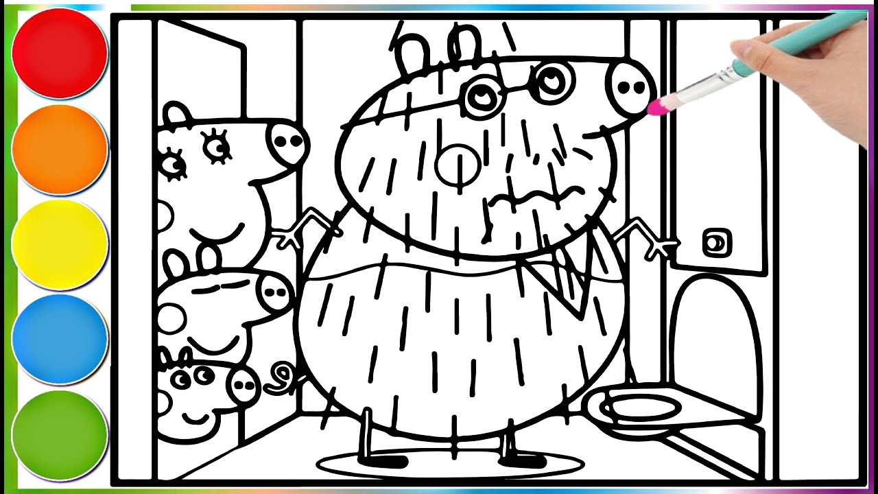 Draw and Color Peppa Pig Family long train journey _ Drawing and ...