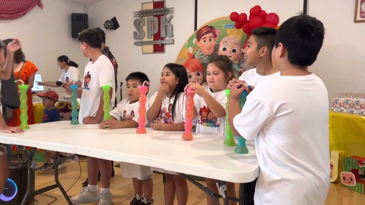Parlor games kids edition finish the drink relay - YouTube