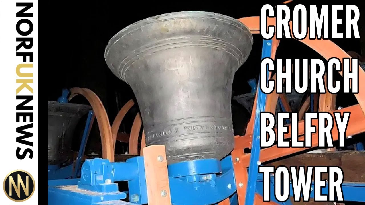 The bells in Cromer Church Tower, 164ft-high belfry, North Norfolk UK ...