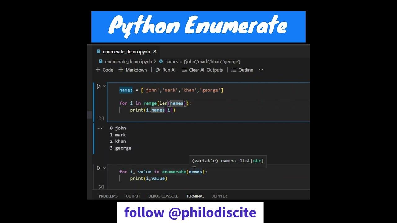 Shorts Python Enumerate Tutorial Python Programming Pythonforbeginners Pythontutorial 0161