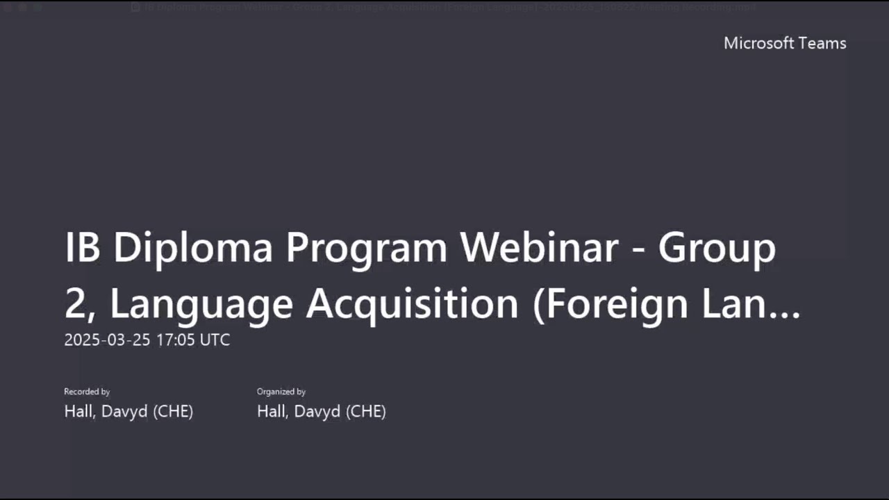 IB Diploma Program Webinar Group 2, Language Acquisition Foreign ...
