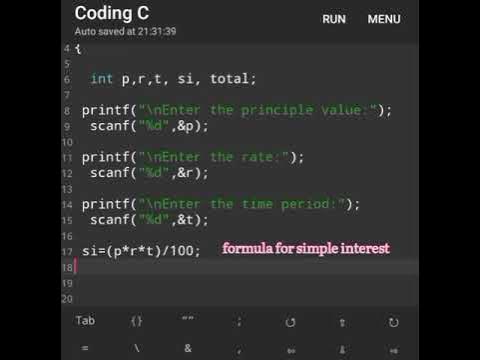 C program to calculate simple interest and Total amount. #expertskeys # ...