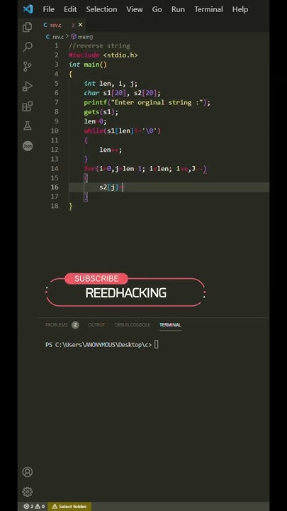 C Program To Print Reverse Of A String Clanguageforbeginners Clanguageprogram Ytshortsindia 5874
