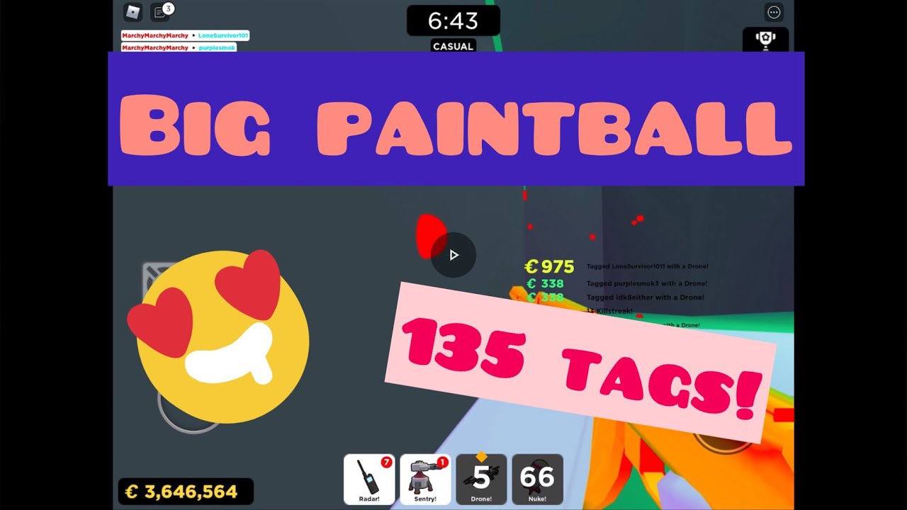 Roblox Big Paintball 135tags! ロブロックス ビッグペイントボール - YouTube