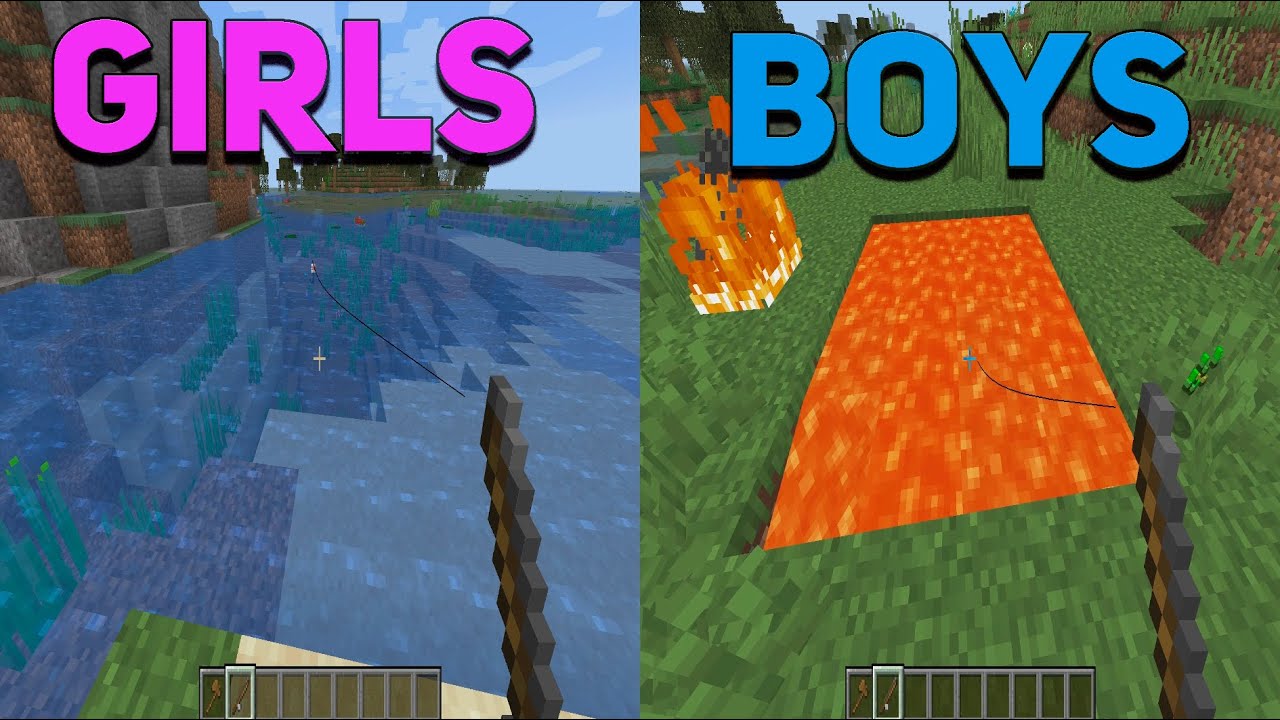 how girls and boys go fish Minecraft - YouTube