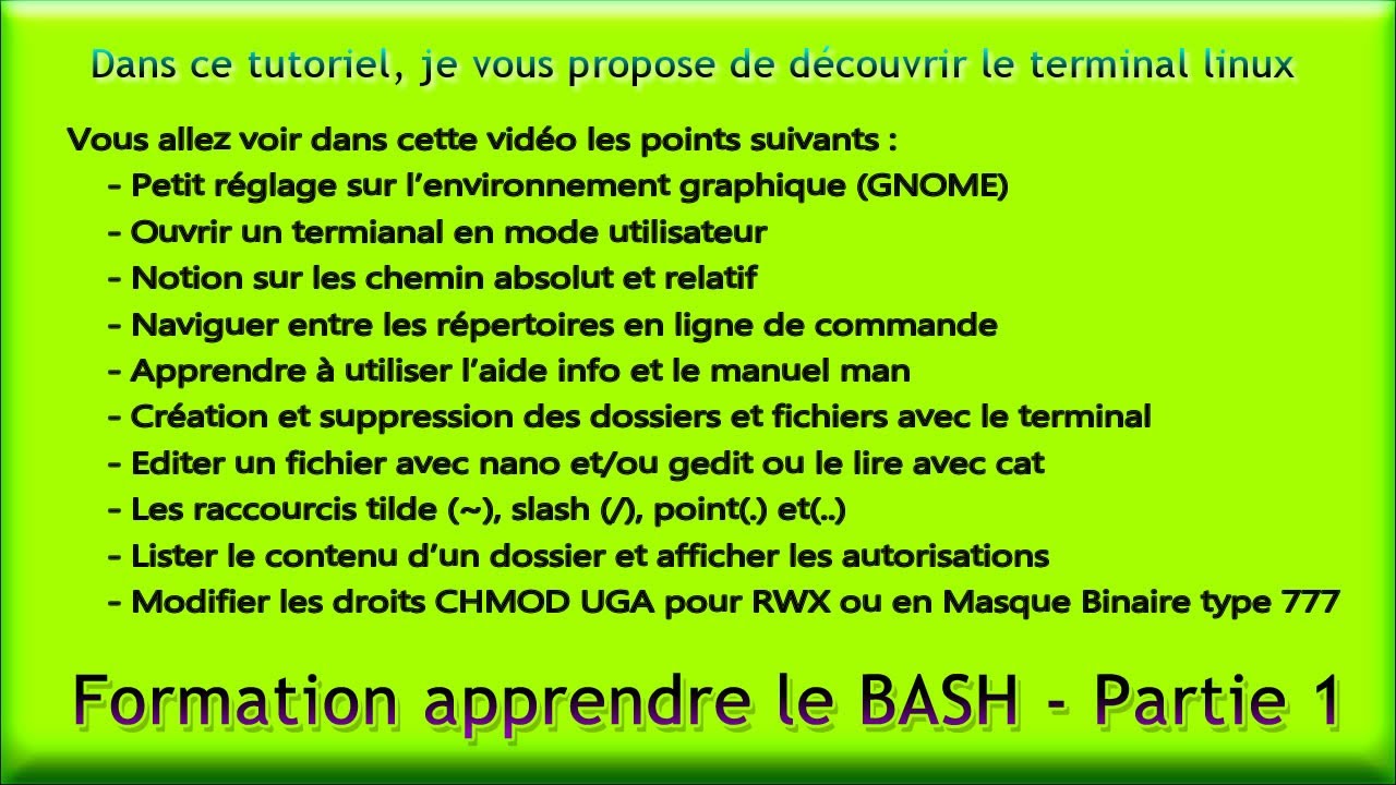 Formation Linux, BASH et le terminal - Partie 1 - YouTube