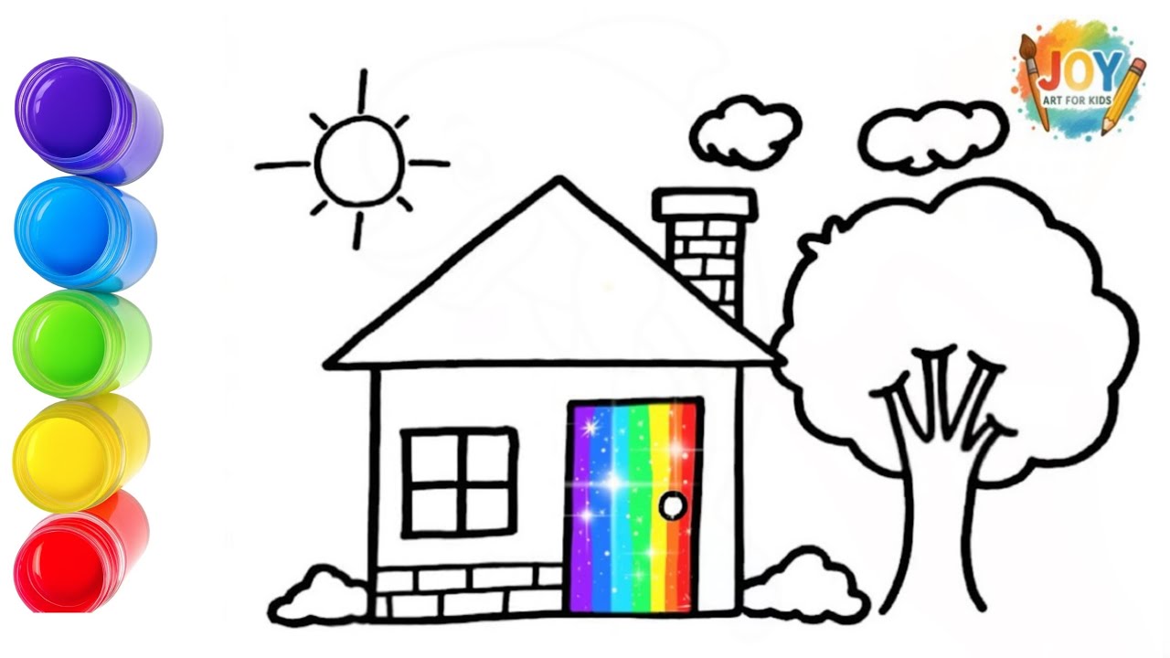 🏡 Easy Drawing a Happy House - Step by Step Tutorial 🌈🏡 - YouTube