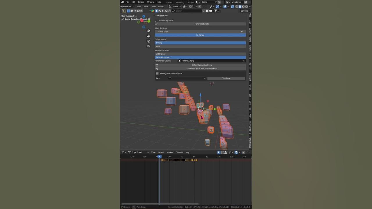 Keyframe offset addon, uniform mesh alignment in 3D space - YouTube