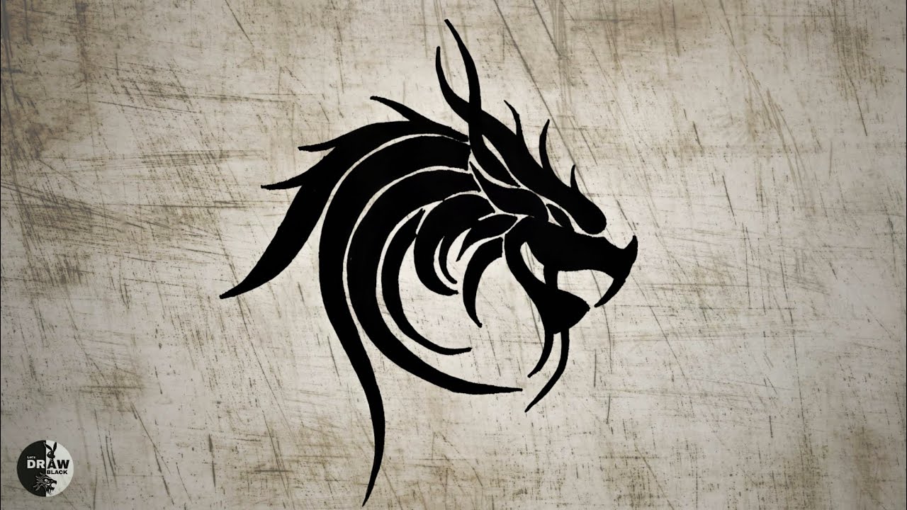 How to Draw a Dragon Tribal Tattoo Step by Step @LetsDrawBlack - YouTube
