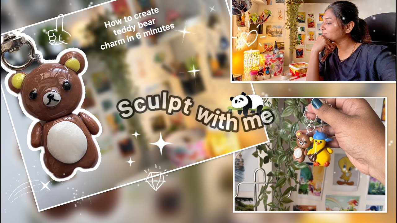 Clay art | Sculpt teddy bear step by step using handmade clay in 6 ...