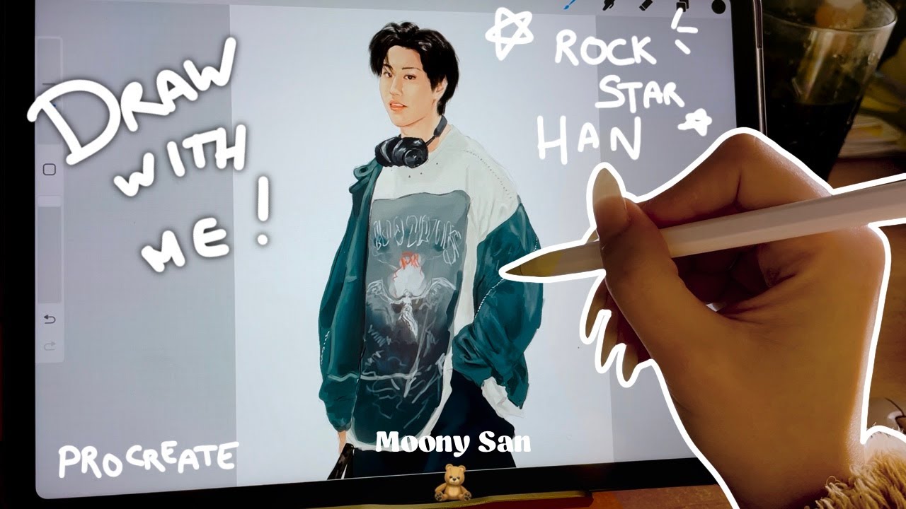 Born to be a 🎸Rock Star⭐️ Drawing Han from Stray Kids - Draw With Me n ...