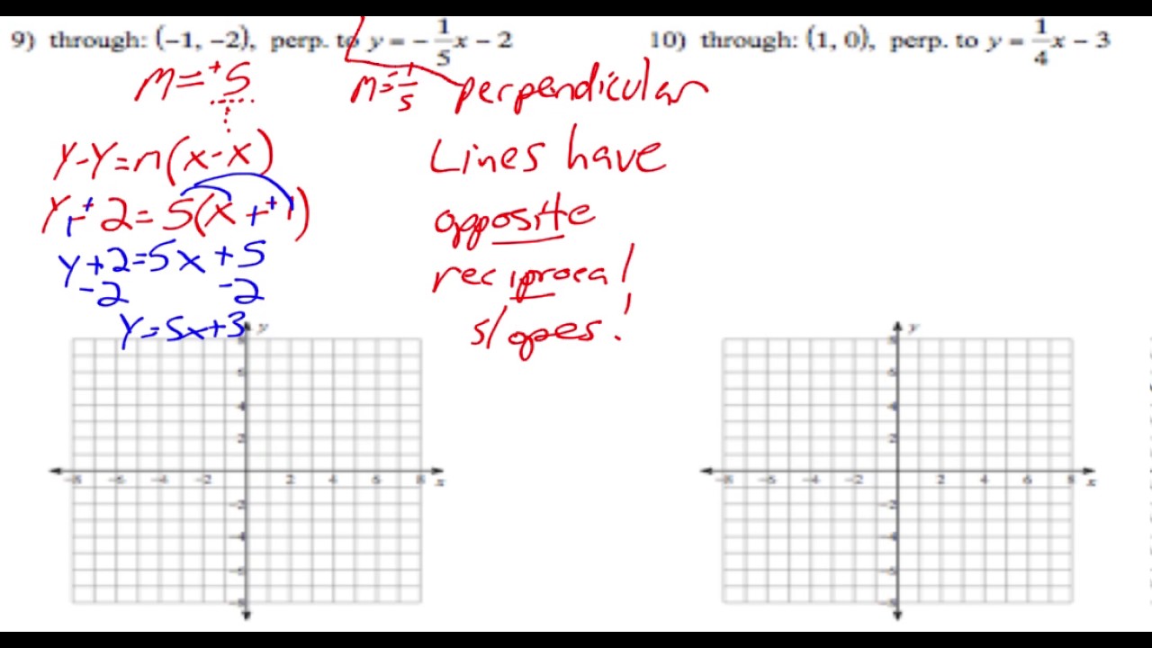 WS 5.3 Write the equations of a perpendicular line - YouTube