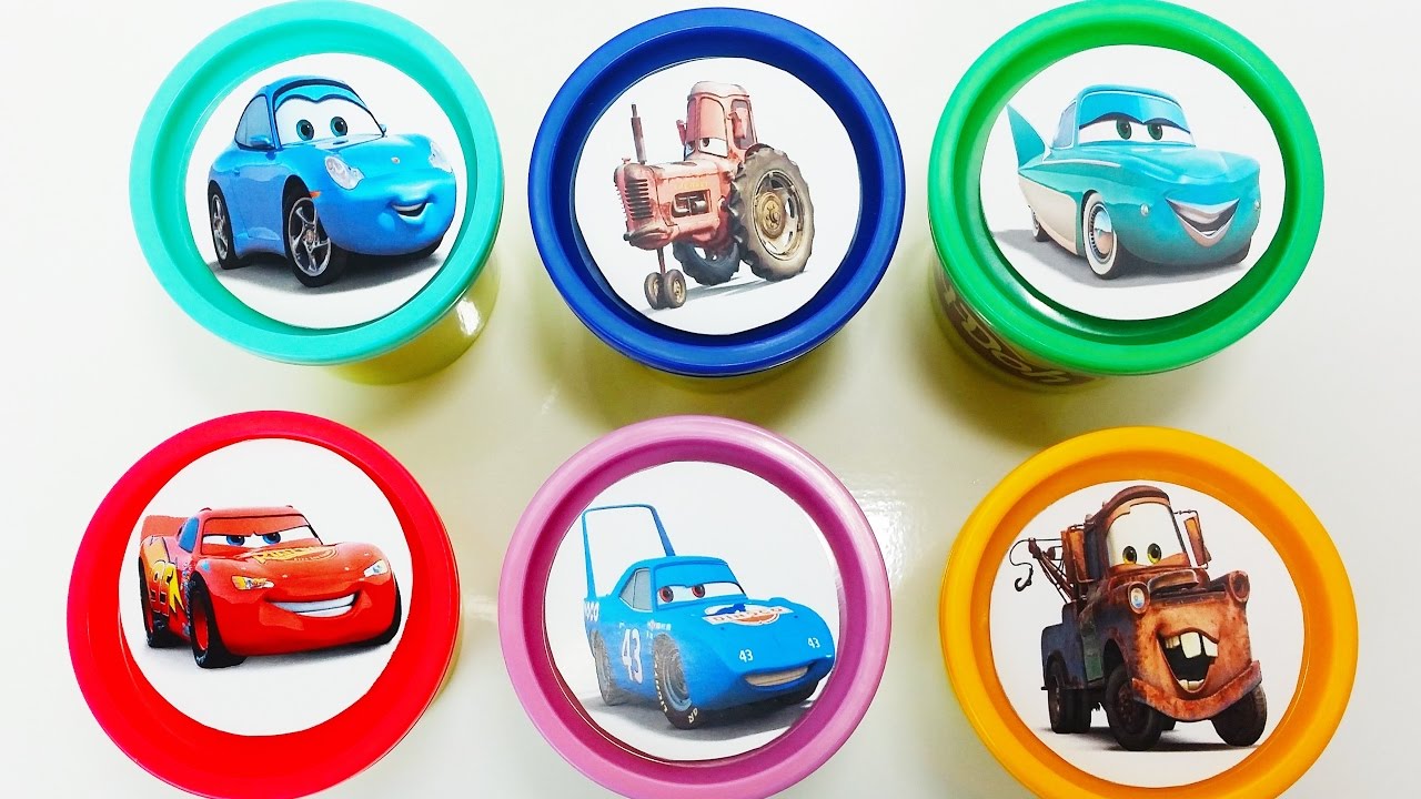 Learn Colors Play Doh Clay Сups Stacking Toys for Kids Cars 2 Lightning ...