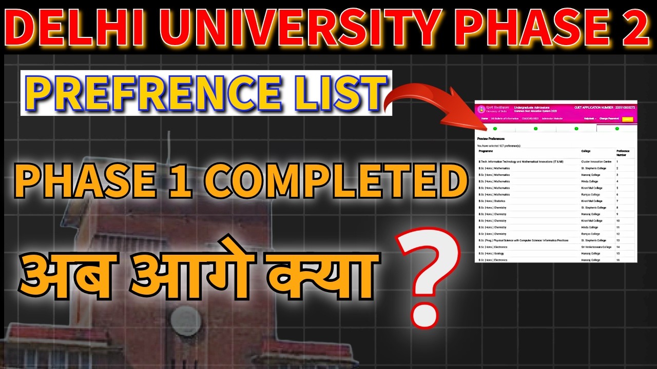 “Delhi University Admissions 2024: Phase 2 Process & Preference List ...