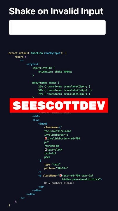 Shaky Animation On Invalid Text Input Using Tailwind Css React Youtube
