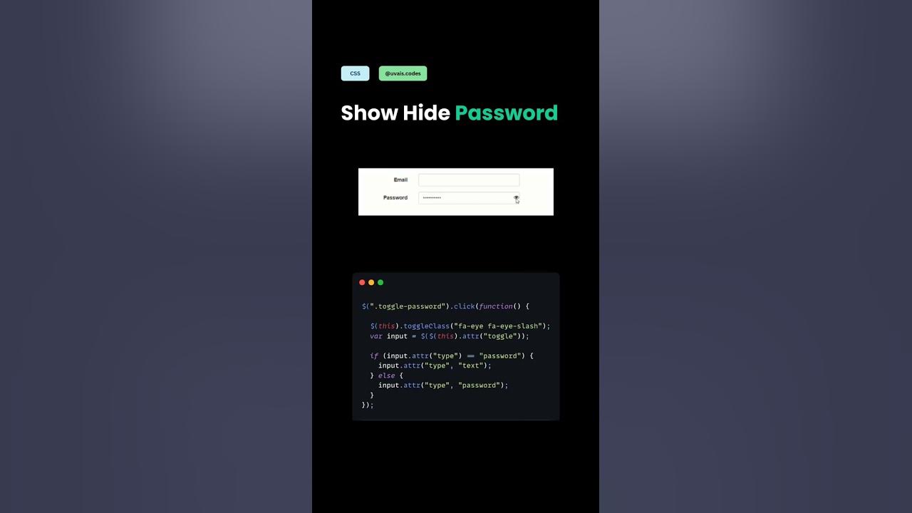 Show And Hide Password Using Javascript Javascript Shorts Youtube 9715