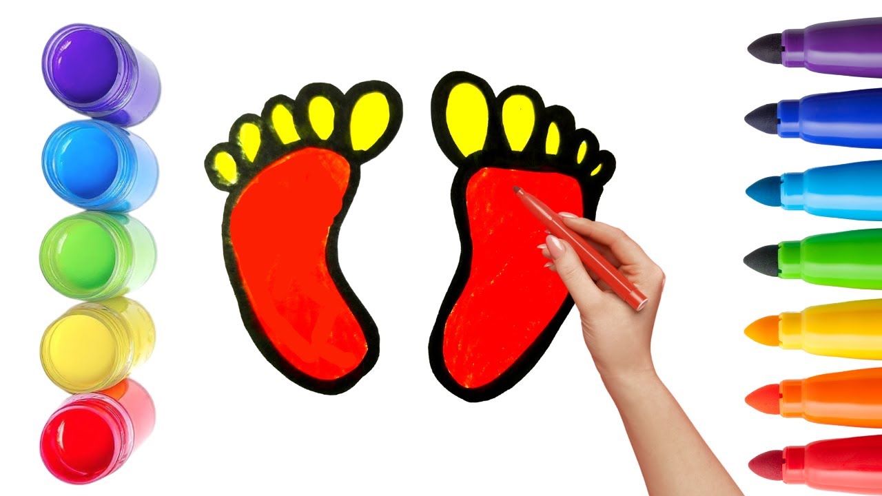 How To Draw cute foot print Drawing, Painting & Coloring For Kids and ...