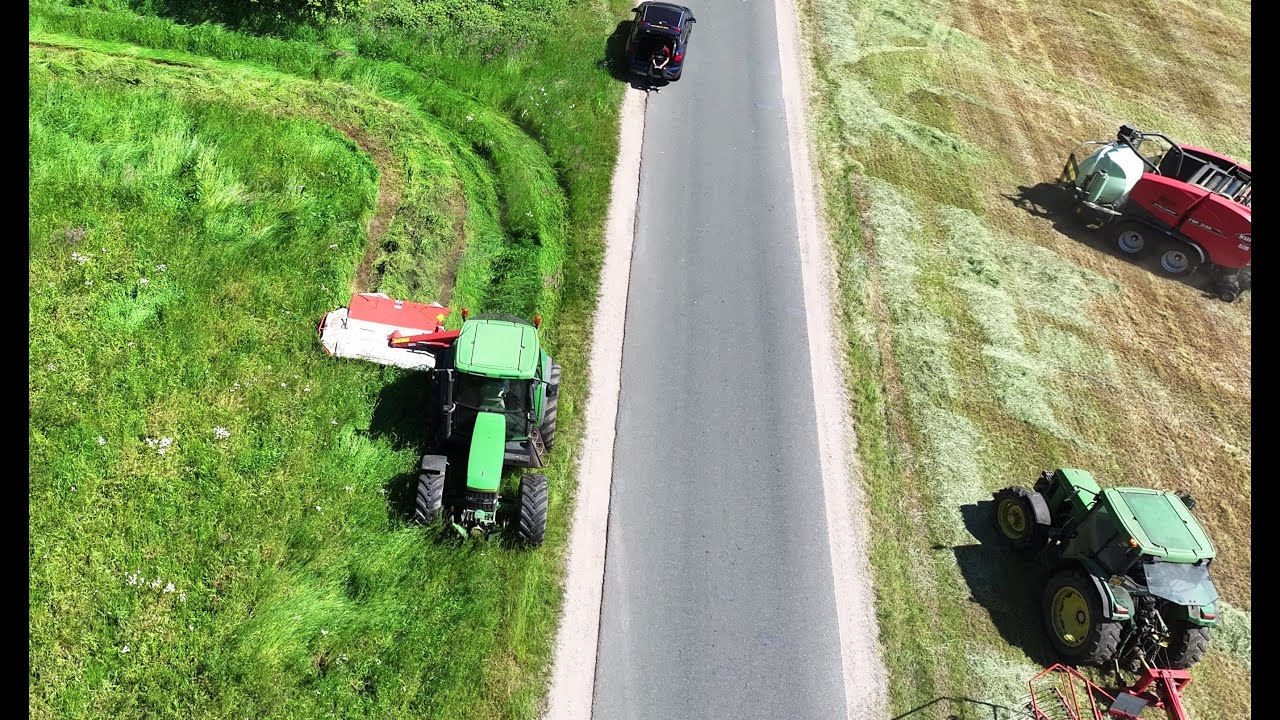 Making Silage Bales 2023 - (Mowing, rowing, baling and wrapping) - YouTube
