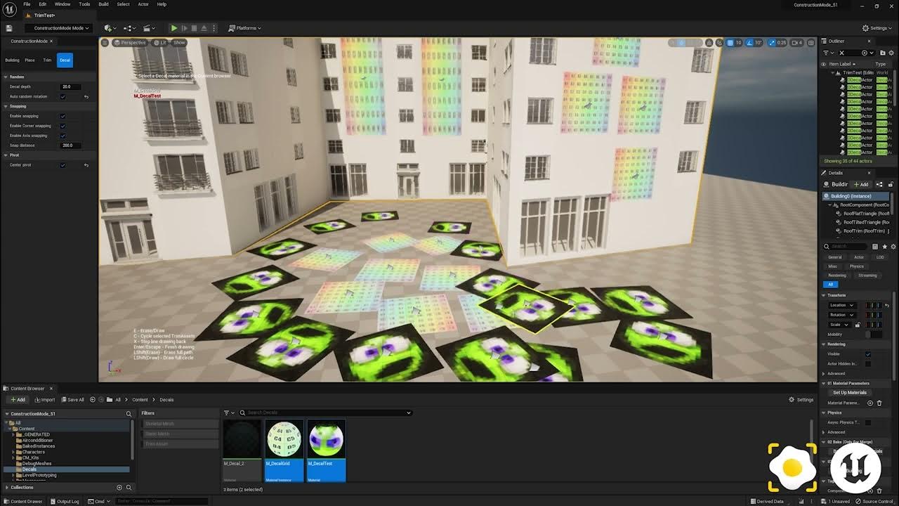 Fun decal placement in our UE5 building plugin - YouTube