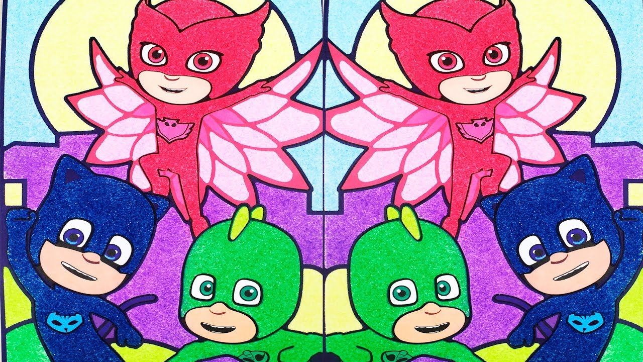 PJ Masks Colored Sand Painting Learning colors by painting colored sand ...