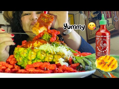 Best Flaming Hot cheetos Pineapple grilled salmon & white rice 😋 - YouTube
