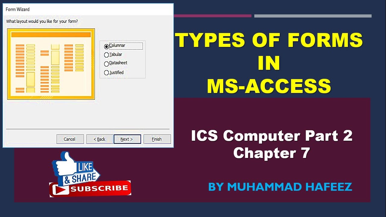 Types Of Forms In MS ACCESS Ch 7 ICS Computer Part 2 By Muhammad types-of-forms-in-ms-access-ch-7-ics-computer-part-2-by-muhammad
