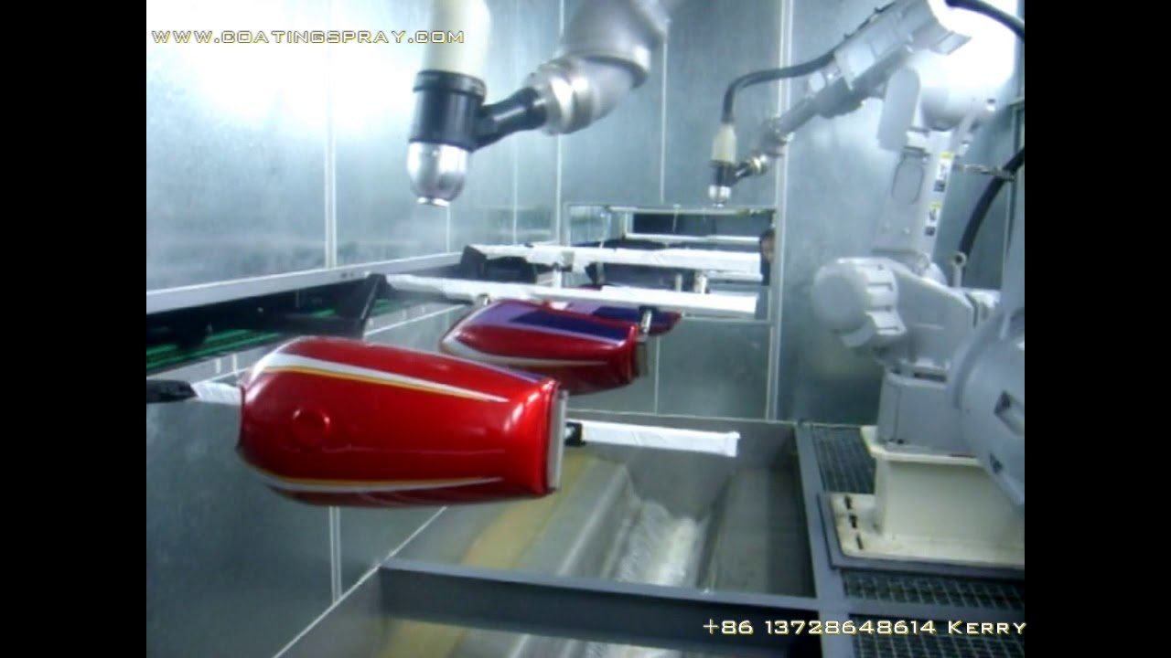 Motorcycle Gas Tank Robotic Spray Painting Line (Live) - YouTube