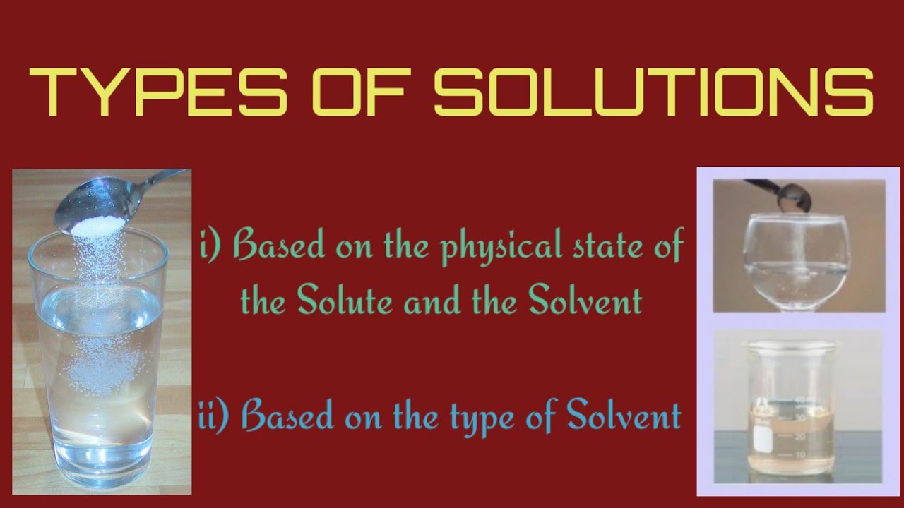 TYPES OF SOLUTIONS(BASED ON THE PHYSICAL STATE AND BASED ON THE AMOUNT ...