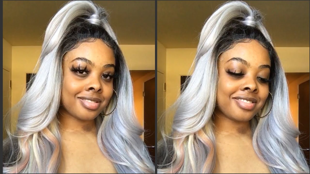 Janet Collection Color Me Pretty Lace Front Wig Review| Ombré Gray ...