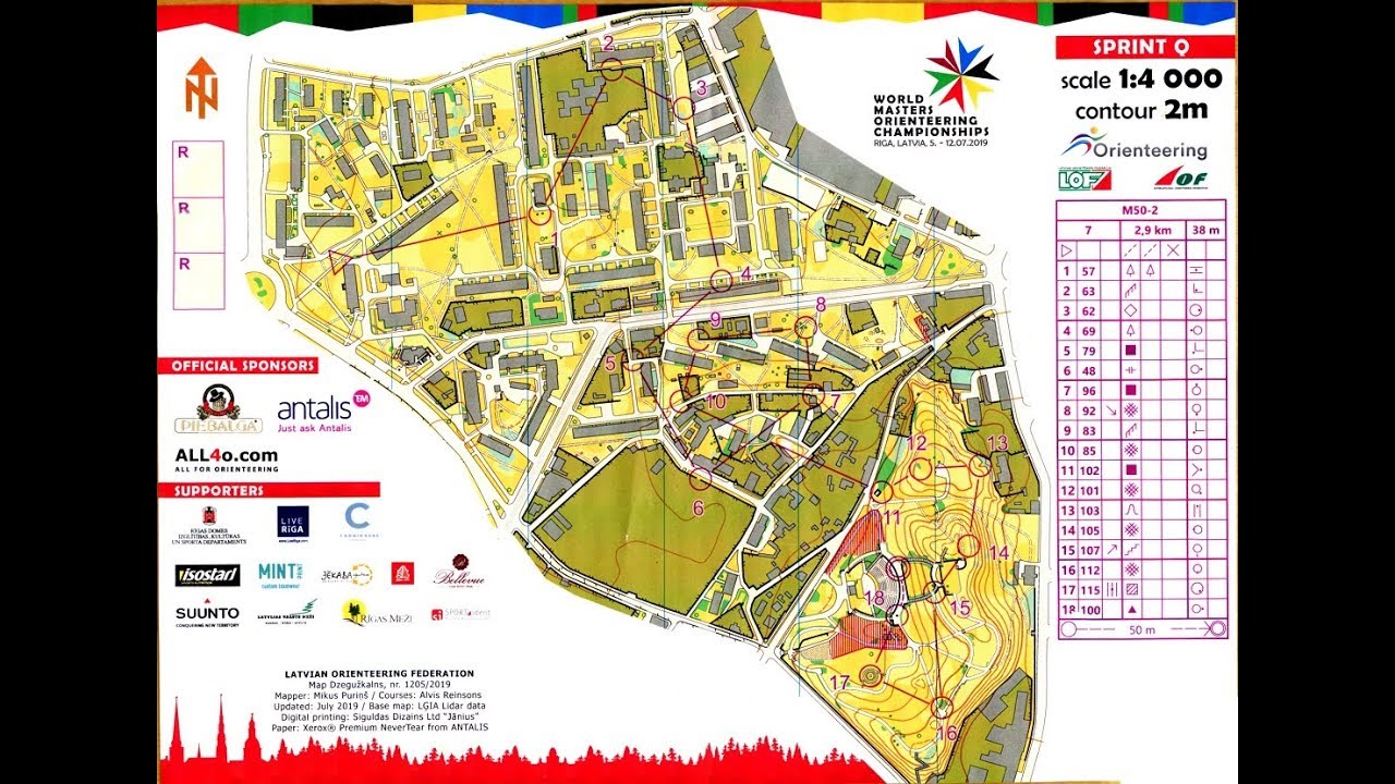 WMOC2019 Sprint orienteering Qualification, Dzeguzkalns Riga 6 July ...